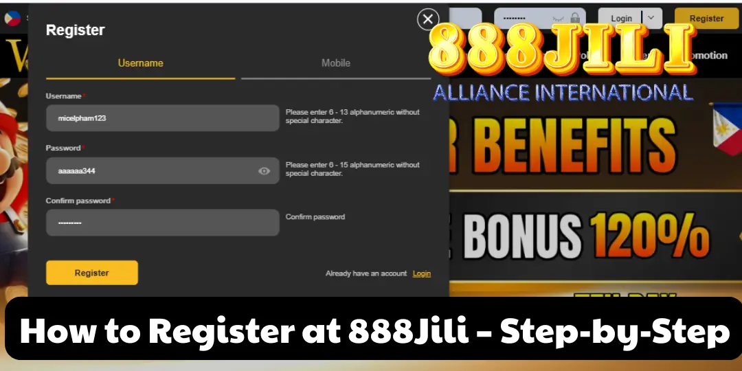 888jili Register - How to Register at 888Jili
